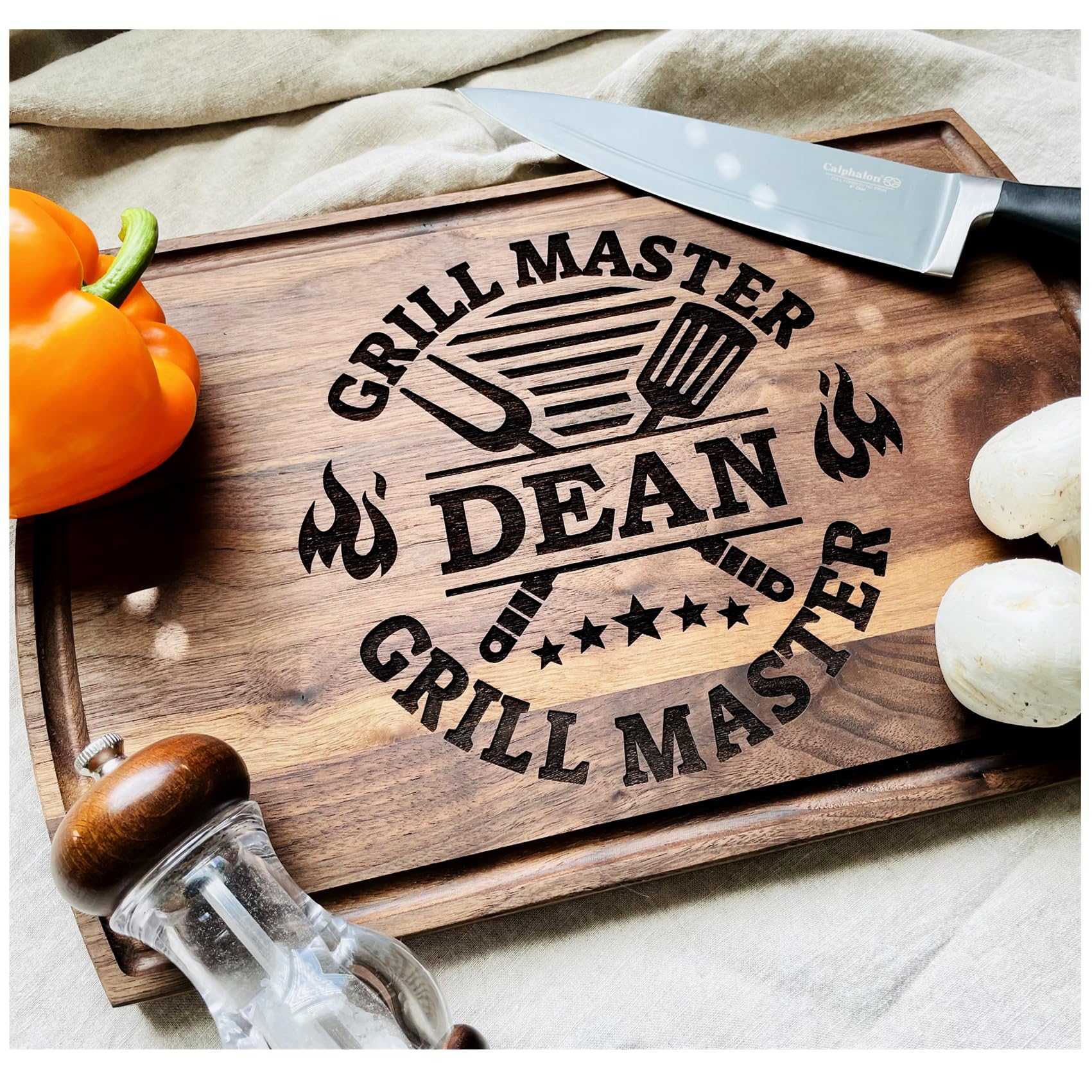 Personalized Grill Wood Cutting Board Handmade in USA – Best Serves as Chopping board, Charcuterie board, Cheese board – Unique Wooden Grilling Gift for men Birthday, Housewarming & Anniversary