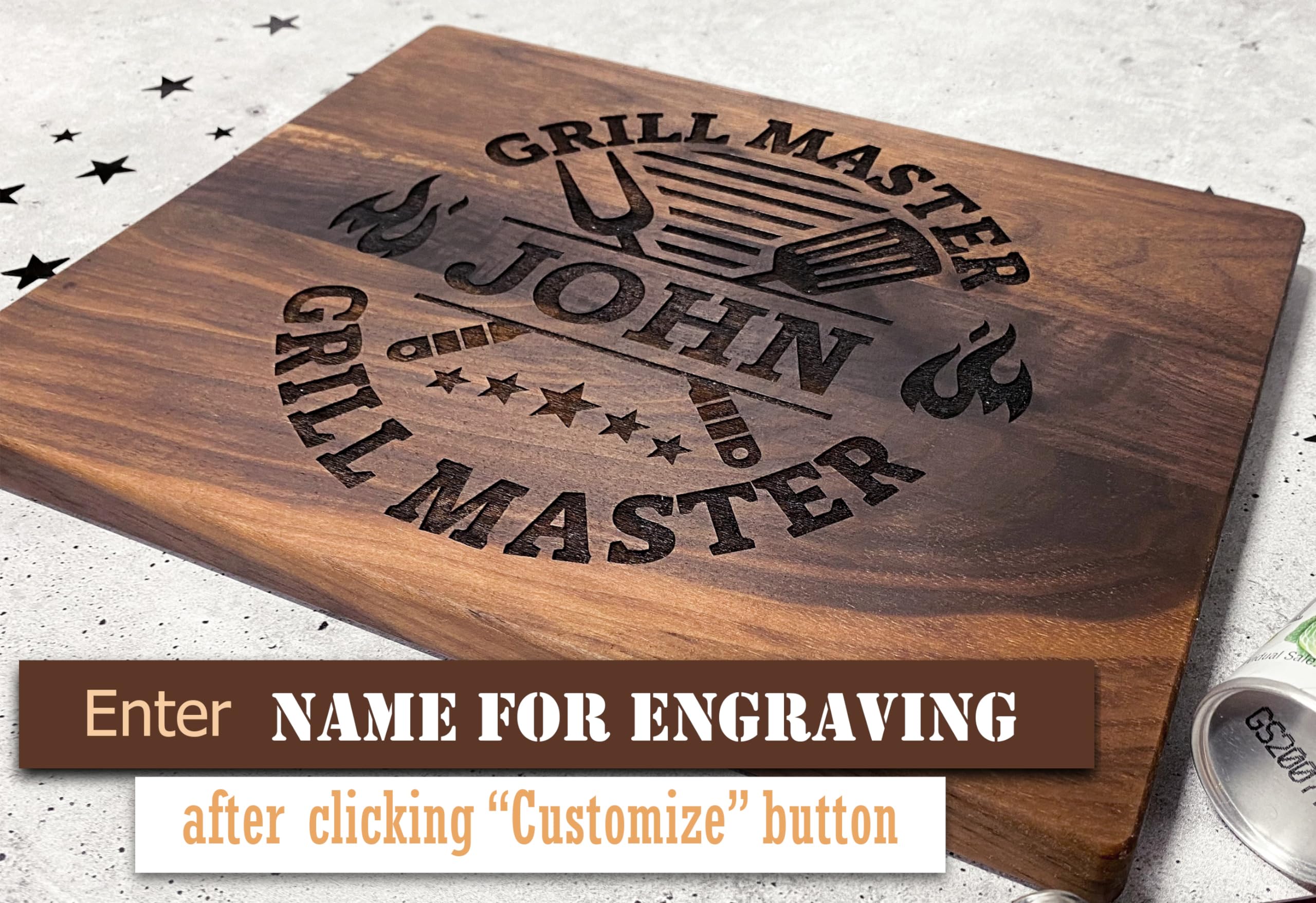 Personalized Grill Wood Cutting Board Handmade in USA – Best Serves as Chopping board, Charcuterie board, Cheese board – Unique Wooden Grilling Gift for men Birthday, Housewarming & Anniversary