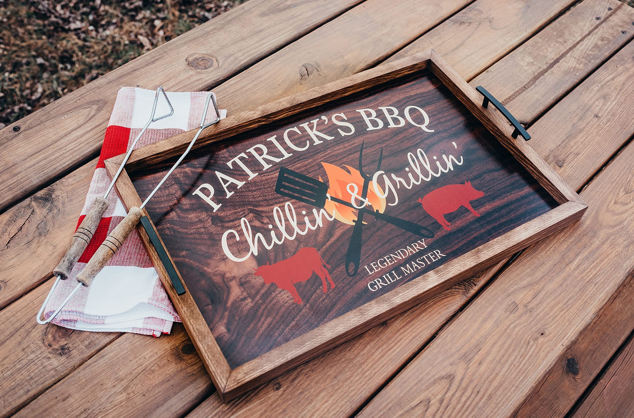 Personalized grilling tray-BBQ serving tray-Father's Day gift