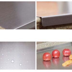 Kitchen Pastry Board Stainless Steel Chopping Board with Lip Double Sided Chopping Board Easy To Clean Non-Slip 'L' Shape for cutting cheese,slicing pizza (23.6 * 23.6in(60 * 60cm),Thick:2mm)