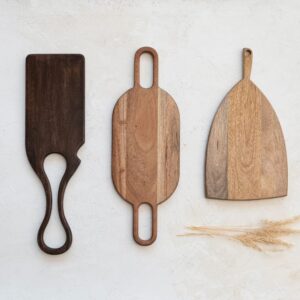 Creative Co-Op Modern Wood Charcuterie Handle, Natural Cheese/Cutting Board