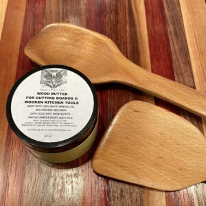 Wood Butter Cutting Board Wax Conditioner for Cutting Boards and Wooden Kitchen Tools 4 oz. Food Grade Protective Mineral Oil Beeswax for Wooden Cutting Boards, Surfaces, and Tools.