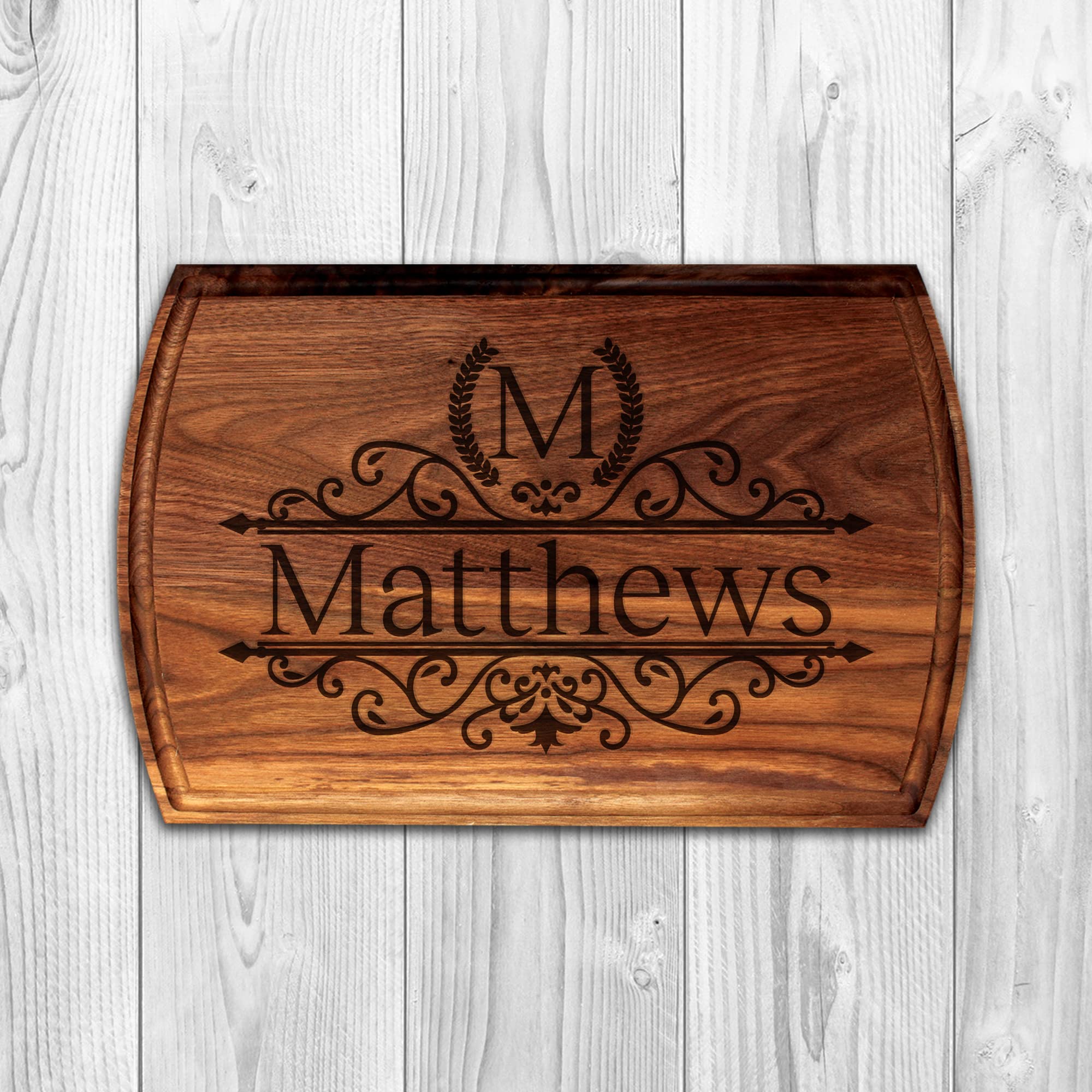 Monogrammed Wood Cutting Board Gift for Him or Her, Unique Wedding Gift for Couples, Engraved Maple or Walnut Holiday Gift Idea, Etched Gift