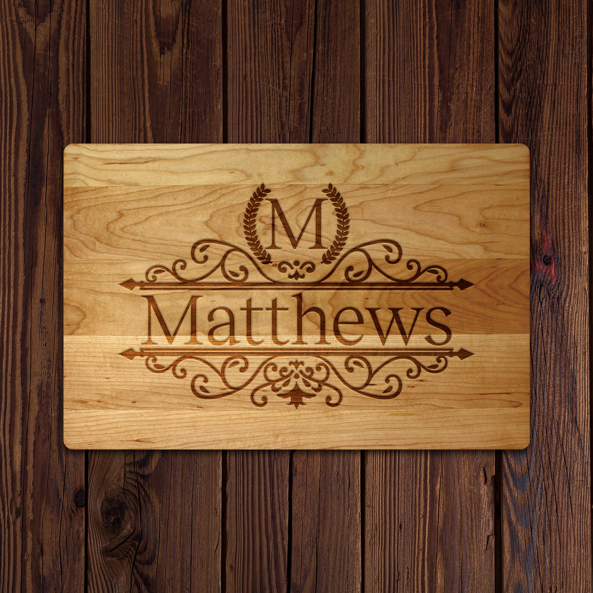 Monogrammed Wood Cutting Board Gift for Him or Her, Unique Wedding Gift for Couples, Engraved Maple or Walnut Holiday Gift Idea, Etched Gift