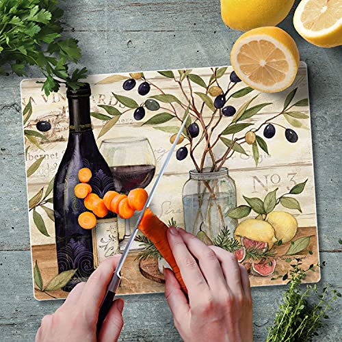 CounterArt California Wine Decorative 3mm Heat Tolerant Tempered Glass Cutting Board 10” x 8” Manufactured in the USA Dishwasher Safe