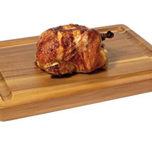 Lipper International 1250 Acacia 1 1/2" Thick Carving Board with Deep Well and Inset Handles for Cutting or Serving Meat, 20" x 15" x 1 1/2"