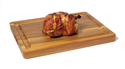 Lipper International 1250 Acacia 1 1/2" Thick Carving Board with Deep Well and Inset Handles for Cutting or Serving Meat, 20" x 15" x 1 1/2"