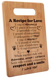 my-alvvays wedding gift for her him, gifts for couples, valentines day gift, a recipe for love, cutting board gift, 7"x11", double-sided use -064