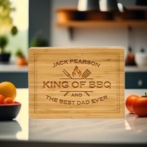 King of BBQ Men, Bbq Cutting Board, Bbq Daddy, The Best Dad Ever, Customized Cutting Board for Dad, King of the Grill, Father’s Day Gift, Custom Cooking Gift, BBQ Gifts