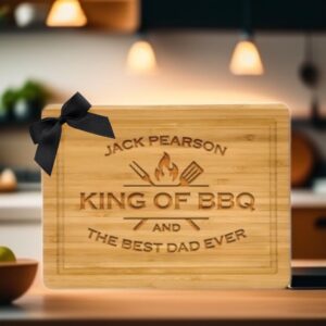 King of BBQ Men, Bbq Cutting Board, Bbq Daddy, The Best Dad Ever, Customized Cutting Board for Dad, King of the Grill, Father’s Day Gift, Custom Cooking Gift, BBQ Gifts