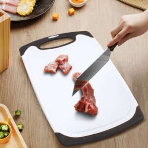 KUFUNG Kitchen Cutting Board - Juice Grooves with Easy-Grip Handles, Non-Porous, Dishwasher Safe (M, Black)