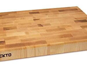 DFACKTO Premium Canadian Maple Chopping Board, End Grain Wood Butcher Block Reversible, 15-inch x 10-inch x 1.5-inch