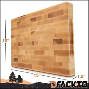 DFACKTO Premium Canadian Maple Chopping Board, End Grain Wood Butcher Block Reversible, 15-inch x 10-inch x 1.5-inch