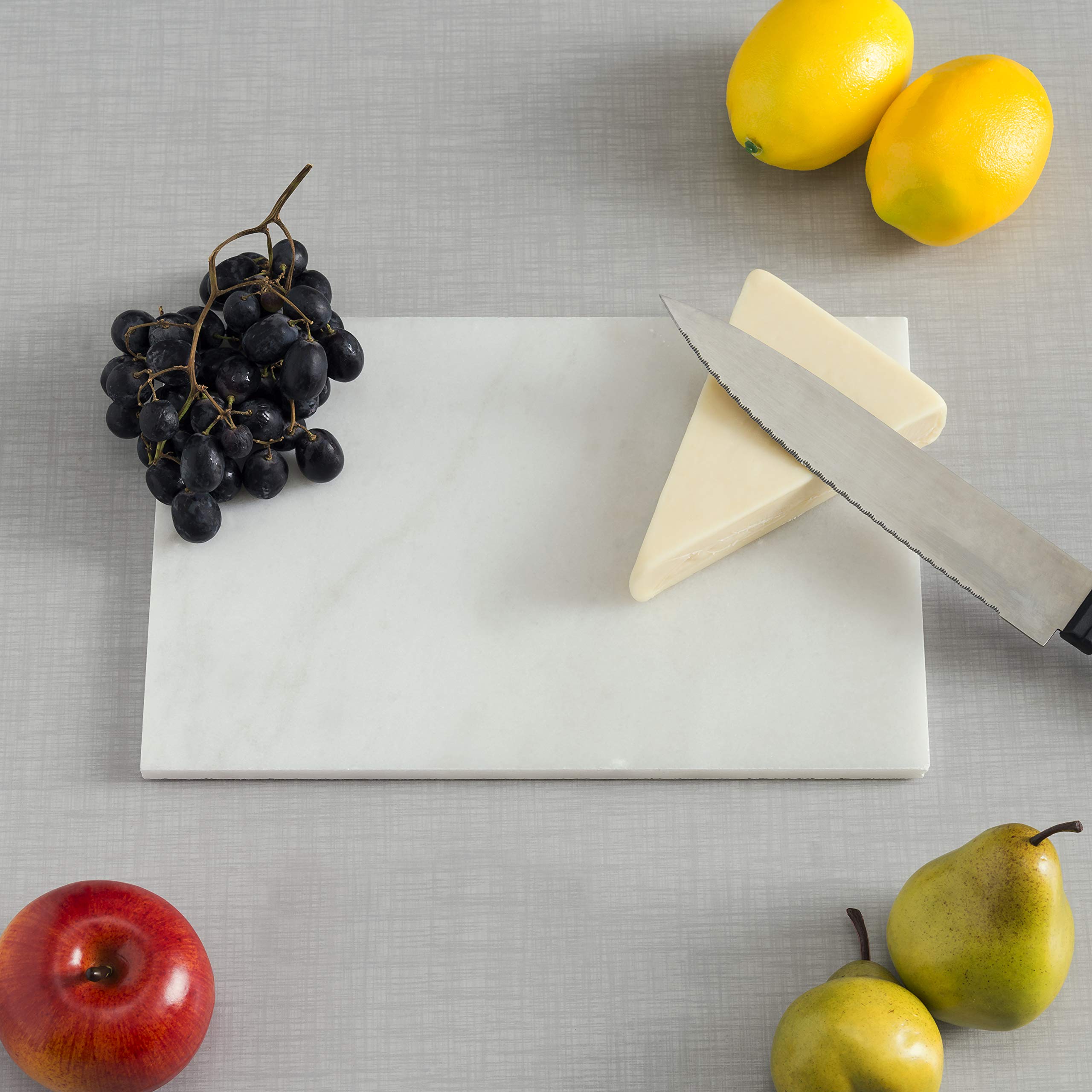 Home Basics 8" x 12" Marble Cutting Board, White