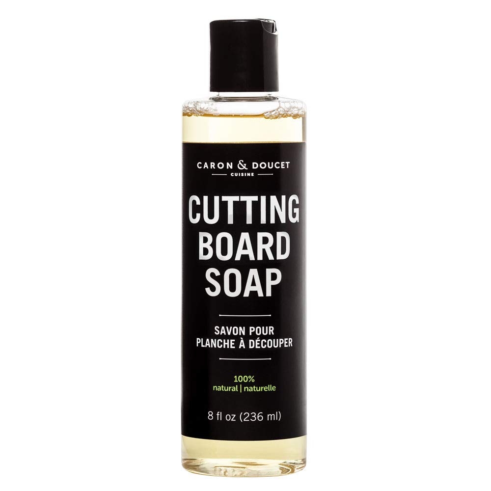 CARON & DOUCET - Cutting Board & Butcher Block Cleaning Soap | 100% Plant-Based Soap | All-Natural Lightly Scented Rosemary & Lemongrass Essential Oils (8 oz)