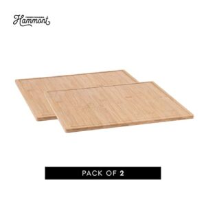 Bamboo Cutting Boards for Kitchen - Wood Cutting Board with Juice Grooves - Small Wood Cutting Board for Meat, Wooden Cutting Boards for Kitchen Brisket Chopping Board, 16"L x 16"W x 0.5"H Pack of 2