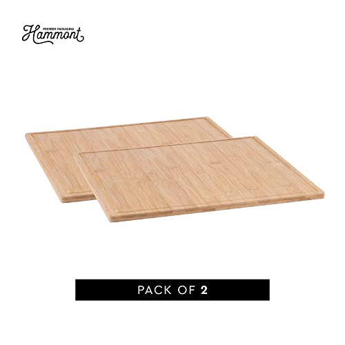 Bamboo Cutting Boards for Kitchen - Wood Cutting Board with Juice Grooves - Small Wood Cutting Board for Meat, Wooden Cutting Boards for Kitchen Brisket Chopping Board, 16"L x 16"W x 0.5"H Pack of 2