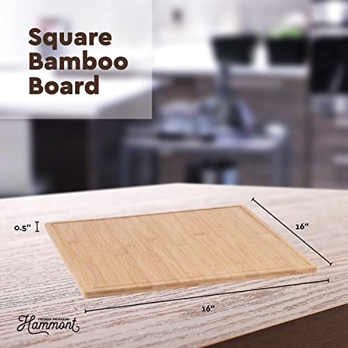 Bamboo Cutting Boards for Kitchen - Wood Cutting Board with Juice Grooves - Small Wood Cutting Board for Meat, Wooden Cutting Boards for Kitchen Brisket Chopping Board, 16"L x 16"W x 0.5"H Pack of 2