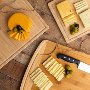 Bamboo Cutting Boards for Kitchen - Wood Cutting Board with Juice Grooves - Small Wood Cutting Board for Meat, Wooden Cutting Boards for Kitchen Brisket Chopping Board, 16"L x 16"W x 0.5"H Pack of 2