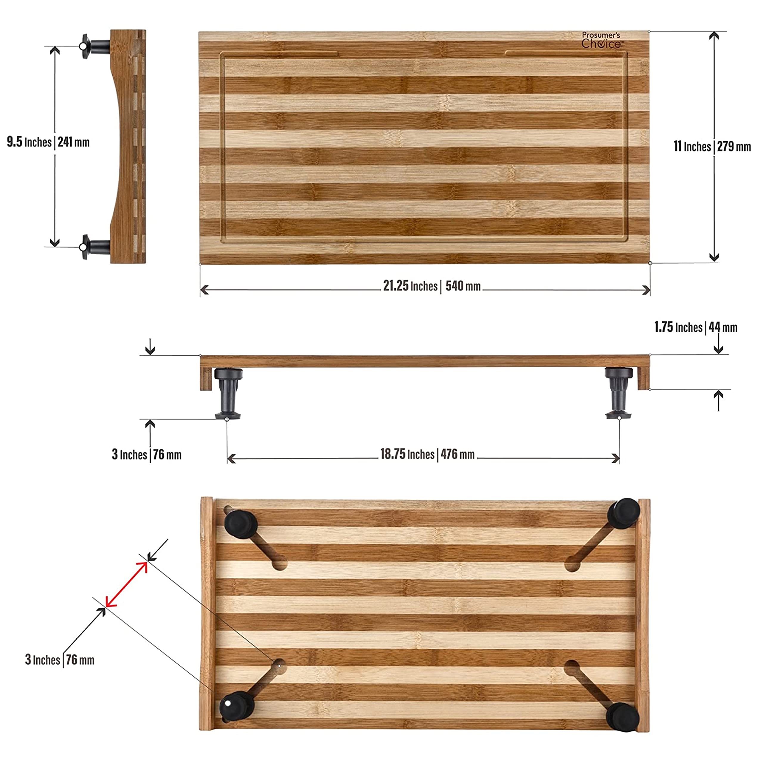 Prosumer's Choice Stovetop Cover Bamboo Cutting Board Bundle Pack