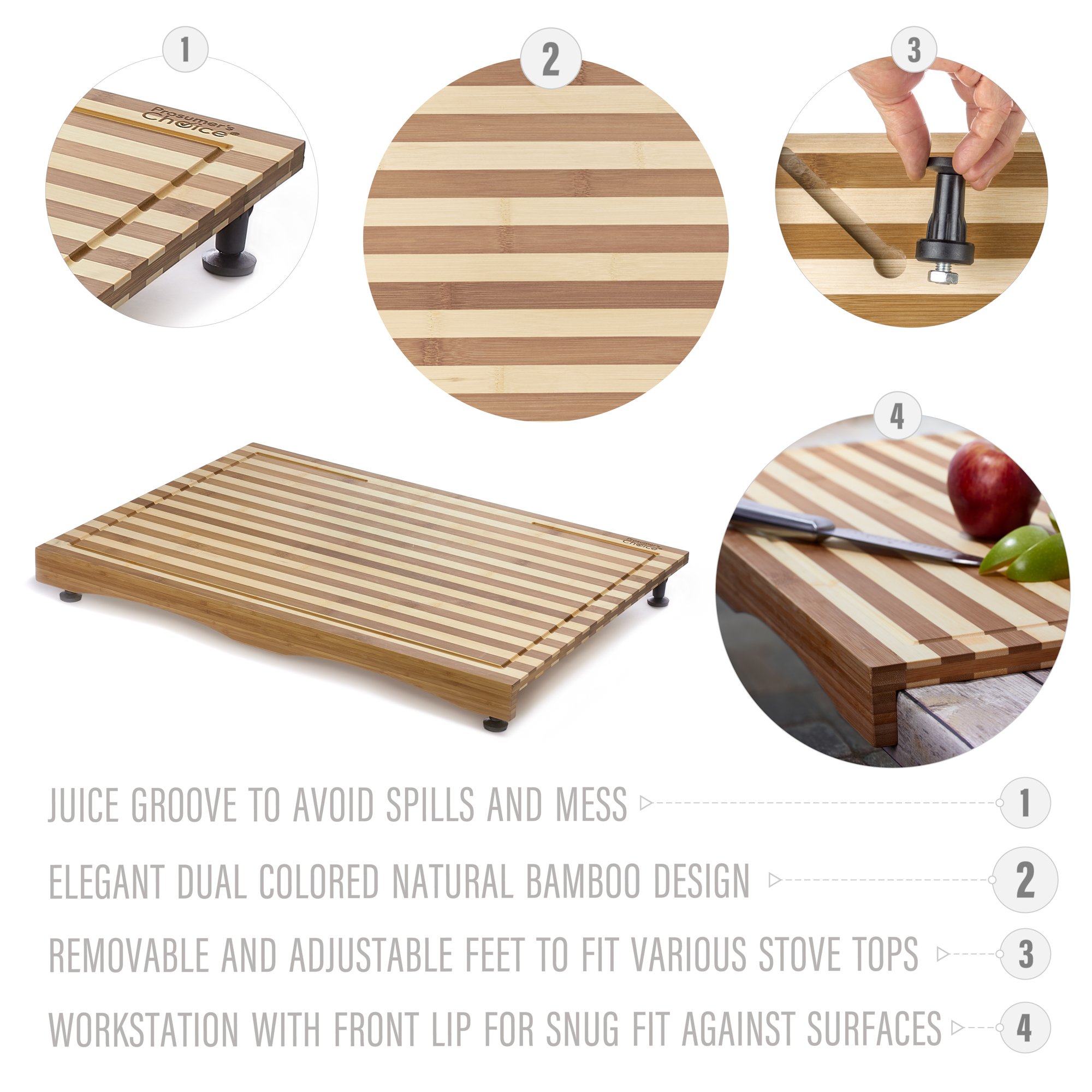 Prosumer's Choice Stovetop Cover Bamboo Cutting Board Bundle Pack