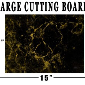 Black Gold Marble Stone Pattern Textured Marble Art Kitchen Glass Cutting Board Modern Decorative Gift Abstract Wavy Contrast Design