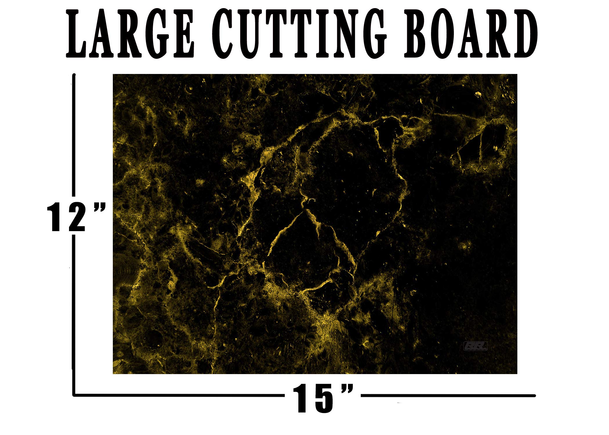 Black Gold Marble Stone Pattern Textured Marble Art Kitchen Glass Cutting Board Modern Decorative Gift Abstract Wavy Contrast Design