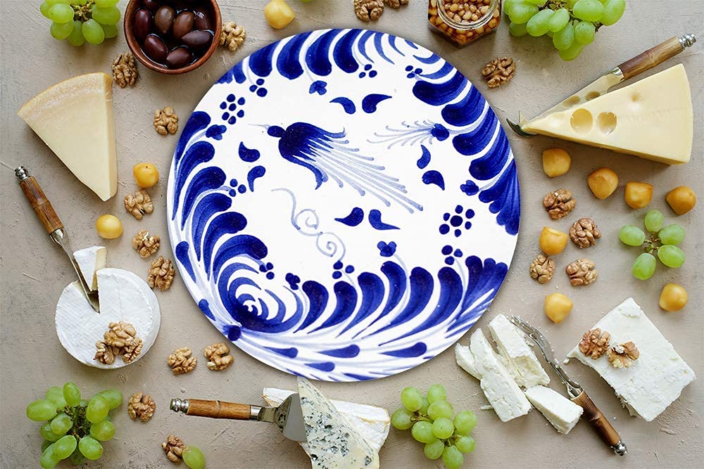 HASTA LA RAIZ | Mexican Handmade Cheese Board covered with resin. Ideal for Charcuterie Platter & Serving Tray. Model: Talavera Dove.