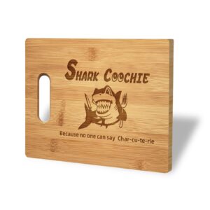 shark coochie charcuterie board，handmade cutting bamboo board, funny charcuterie board (board-a，13‘’)