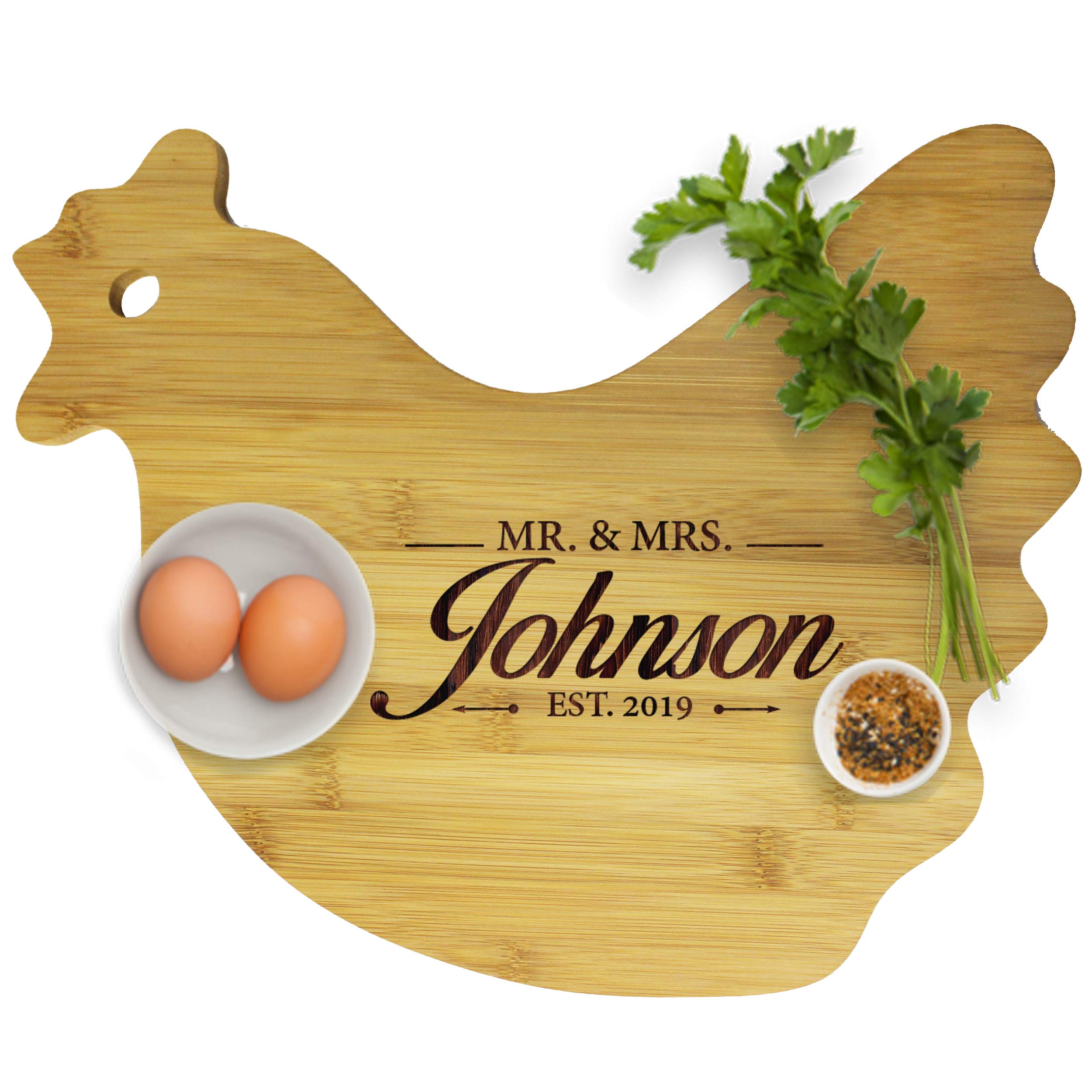 Animal Shaped Bamboo Cutting Boards - Fish, Cow, Pig, Chicken - Personalized Custom Engraved and Monogrammed