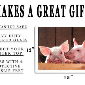 Farm Animal Pig Barnyard Kitchen Glass Cutting Board Barn Decorative Gift Farmhouse Ranch Piglets Design