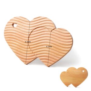 Decorative Wood Cutting Board,Double Heart Bread Cutting Board Wooden Charcuterie Board Wooden Chopping Boards For Kitchen Decor Home Shelf Party Dishes(14.2x9.5"in)