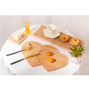 Decorative Wood Cutting Board,Double Heart Bread Cutting Board Wooden Charcuterie Board Wooden Chopping Boards For Kitchen Decor Home Shelf Party Dishes(14.2x9.5"in)