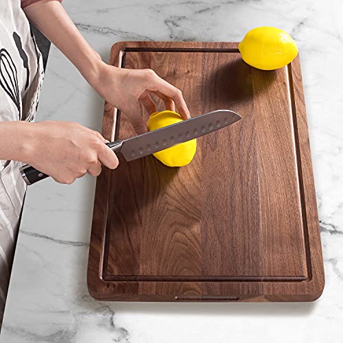 HomeEase Cutting Board for Kitchen, Heavy Duty Wood Cutting Board with Juice Groove, Butcher Block, Cheese Vegetable Charcuterie Board, Kitchen Chopping Board for Meat (Walnut)