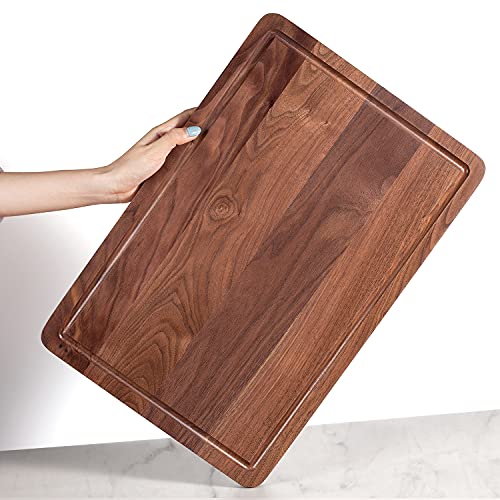 HomeEase Cutting Board for Kitchen, Heavy Duty Wood Cutting Board with Juice Groove, Butcher Block, Cheese Vegetable Charcuterie Board, Kitchen Chopping Board for Meat (Walnut)