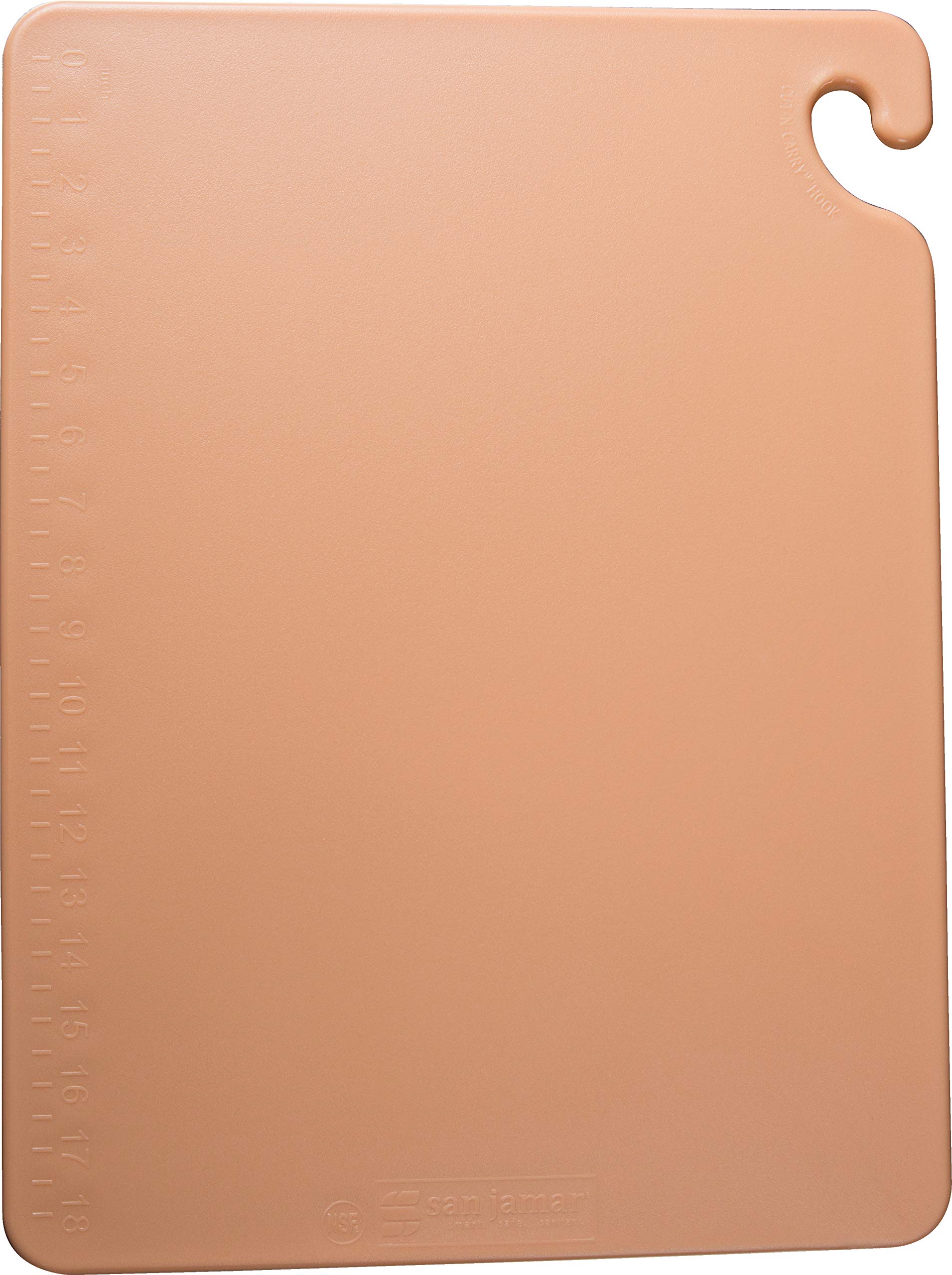 San Jamar CB182412BR Cut-N-Carry Cutting Board, 18" x 24", Co-Polymer, Brown, NSF