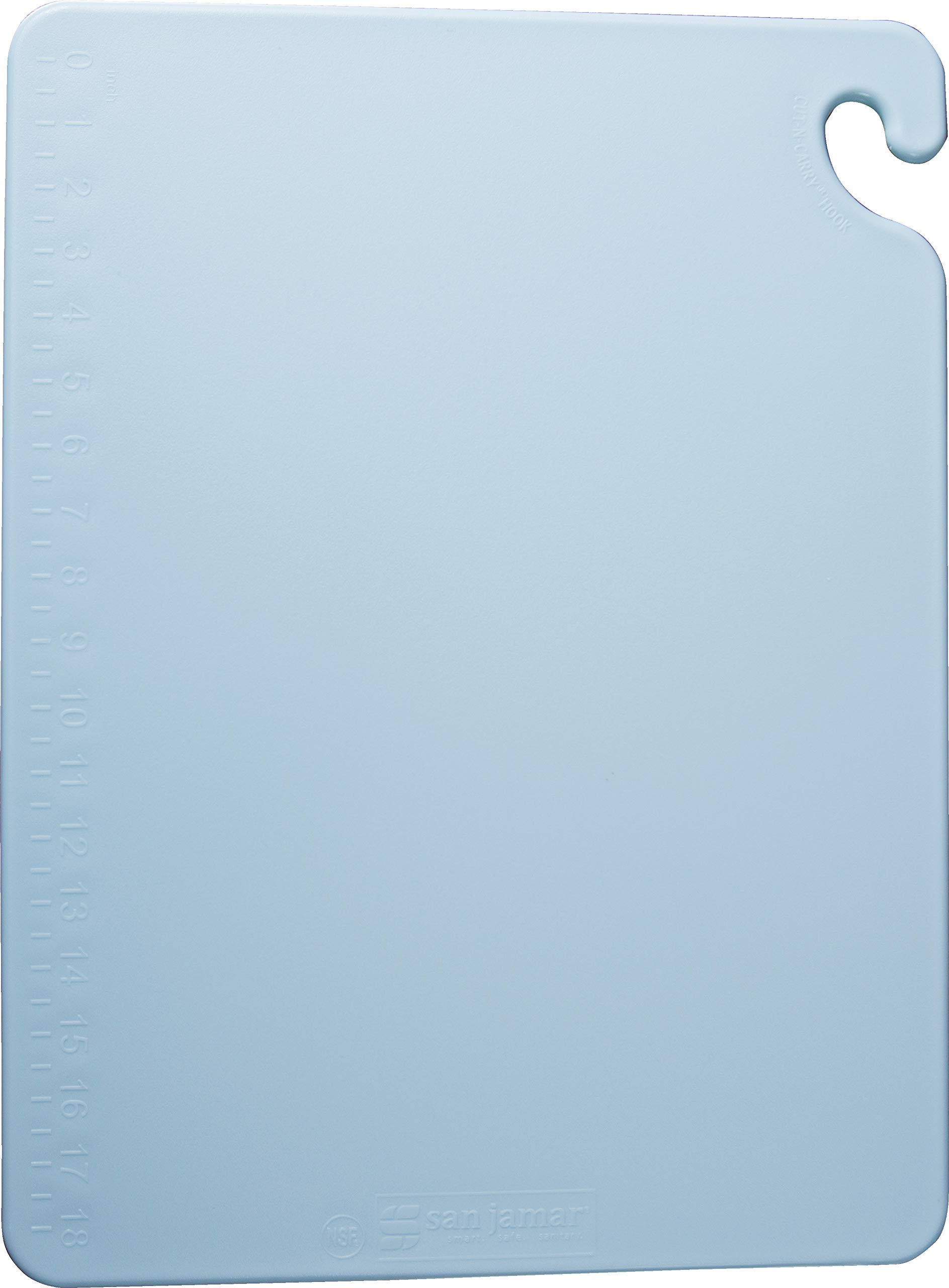 San Jamar CB182412BL Cut-N-Carry Cutting Board, 18" x 24", Co-Polymer, Blue, NSF