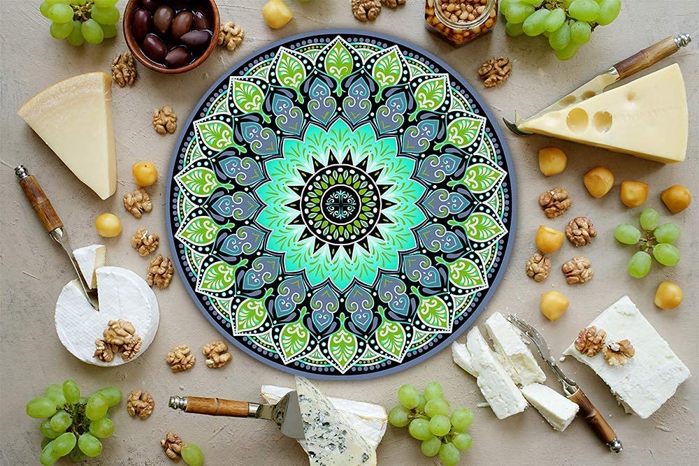 HASTA LA RAIZ | Mexican Handmade Cheese Board covered with resin. Ideal for Charcuterie Platter & Serving Tray. Model: Mandala.