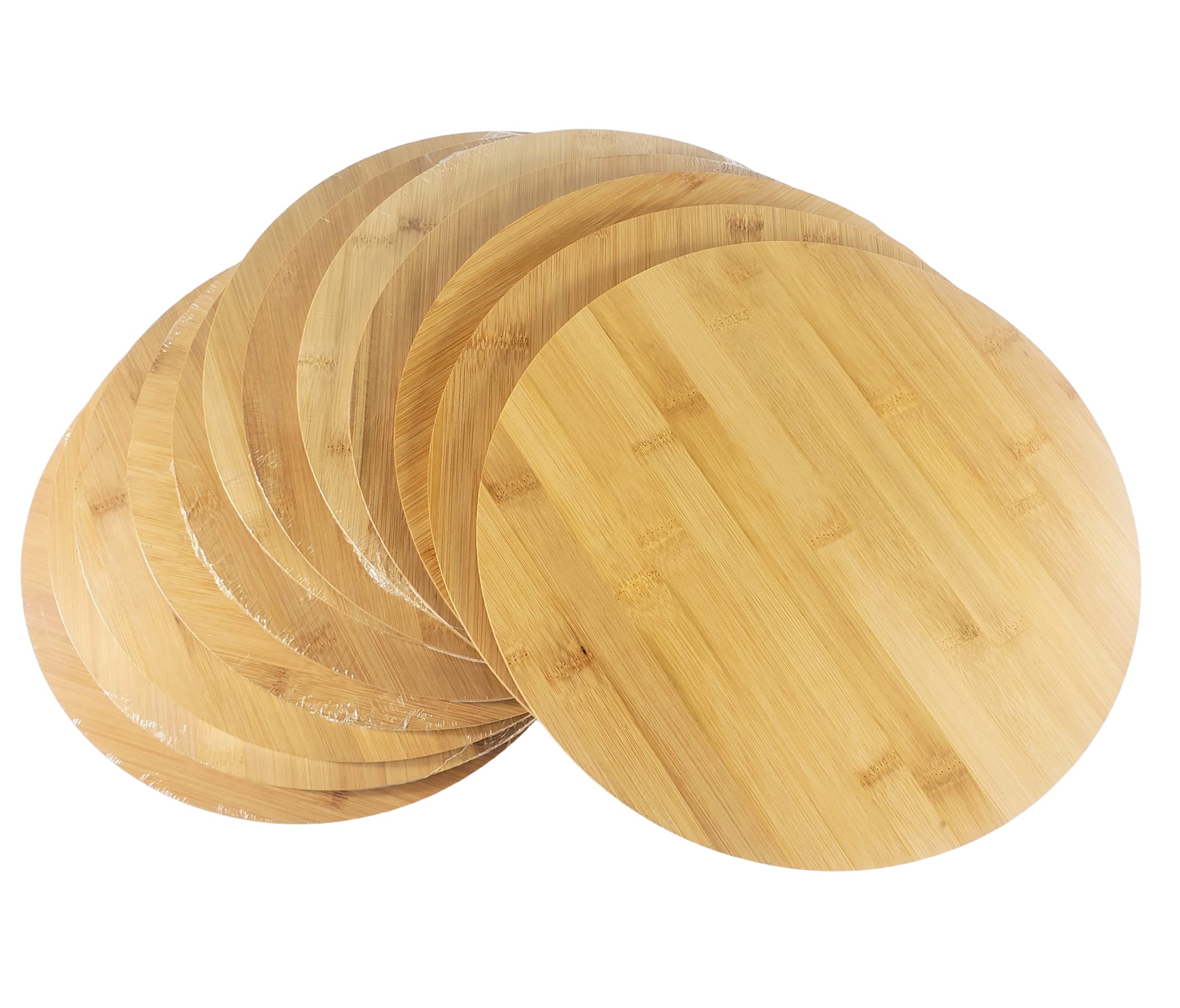 (Set of 12) 12" Round Bulk Plain Bamboo Cheese, Cutting Board | For Customized, Personalized Engraving Purpose | Wholesale Premium Bamboo Board