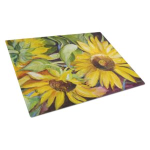 caroline's treasures jmk1172lcb sunflowers glass cutting board large decorative tempered glass kitchen cutting and serving board large size chopping board