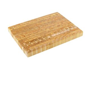 larch wood canada end grain medium cutting board, handcrafted for professional chefs & home cooking, 17-3/4" x 13-1/2" x 1-5/8" plus larch wood beeswax and mineral oil conditioner (1.6 oz/ 45g)