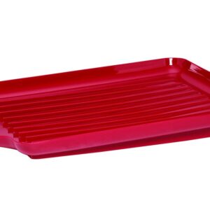 Farberware 3-Piece Dish Rack Set, Red & Large Cutting Board, Dishwasher- Safe Plastic Chopping Board for Kitchen with Easy Grip Handle, 11-inch by 14-inch, White