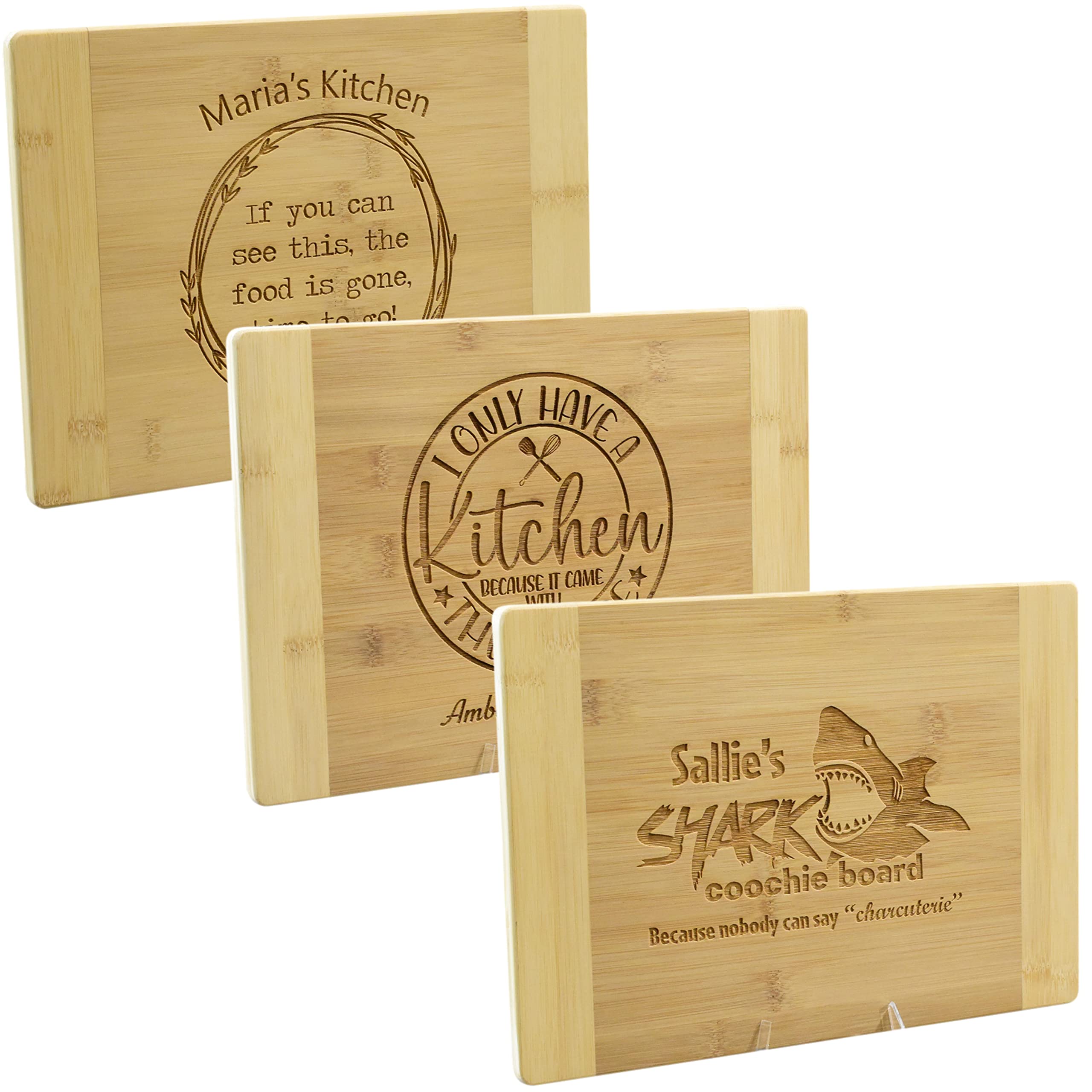 Brew City Engraving –Sharkcoochie, Bad Cook/Chef & Other Funny Designs – Personalized Laser Engraved Bamboo Cutting Boards – Great Gag Gift for Friends, Relatives, Husband, Wife –Shark Coochie Board