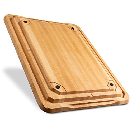 Large Premium USA Maple Wood Cutting Board with Juice Groove 20x15 -Wooden Cutting Boards for Kitchen-Thick Maple Wood Cutting Boards for Kitchen-Easy to Clean,Carving Board Non-Slip Reversible 9lbs