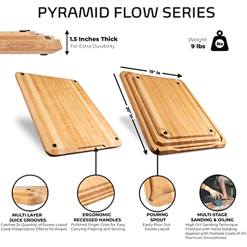 Large Premium USA Maple Wood Cutting Board with Juice Groove 20x15 -Wooden Cutting Boards for Kitchen-Thick Maple Wood Cutting Boards for Kitchen-Easy to Clean,Carving Board Non-Slip Reversible 9lbs