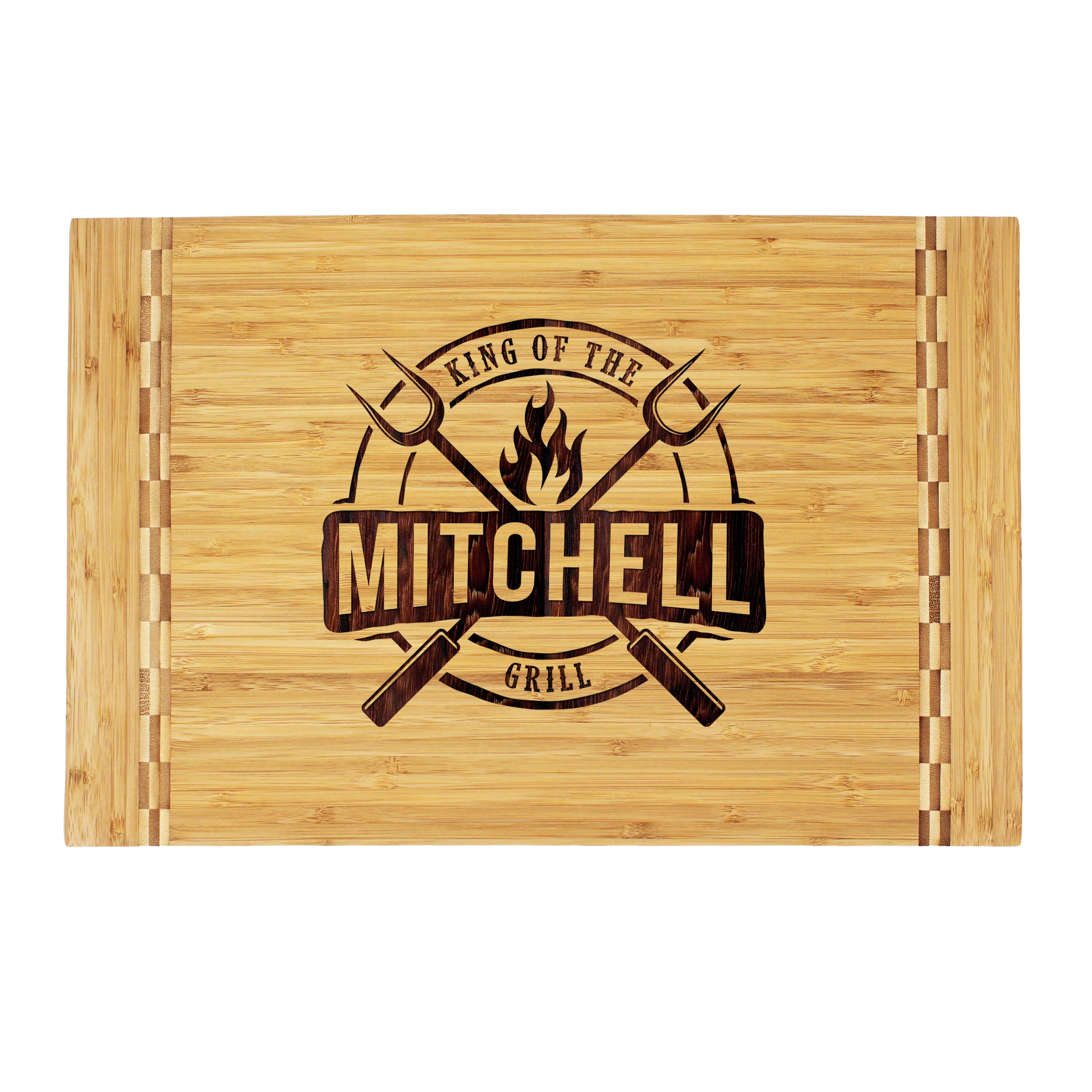 Custom Personalized King of the Grill BBQ Bamboo Deluxe Cutting, Carving and Slicing Board (Large Rectangle - 18" x 12")