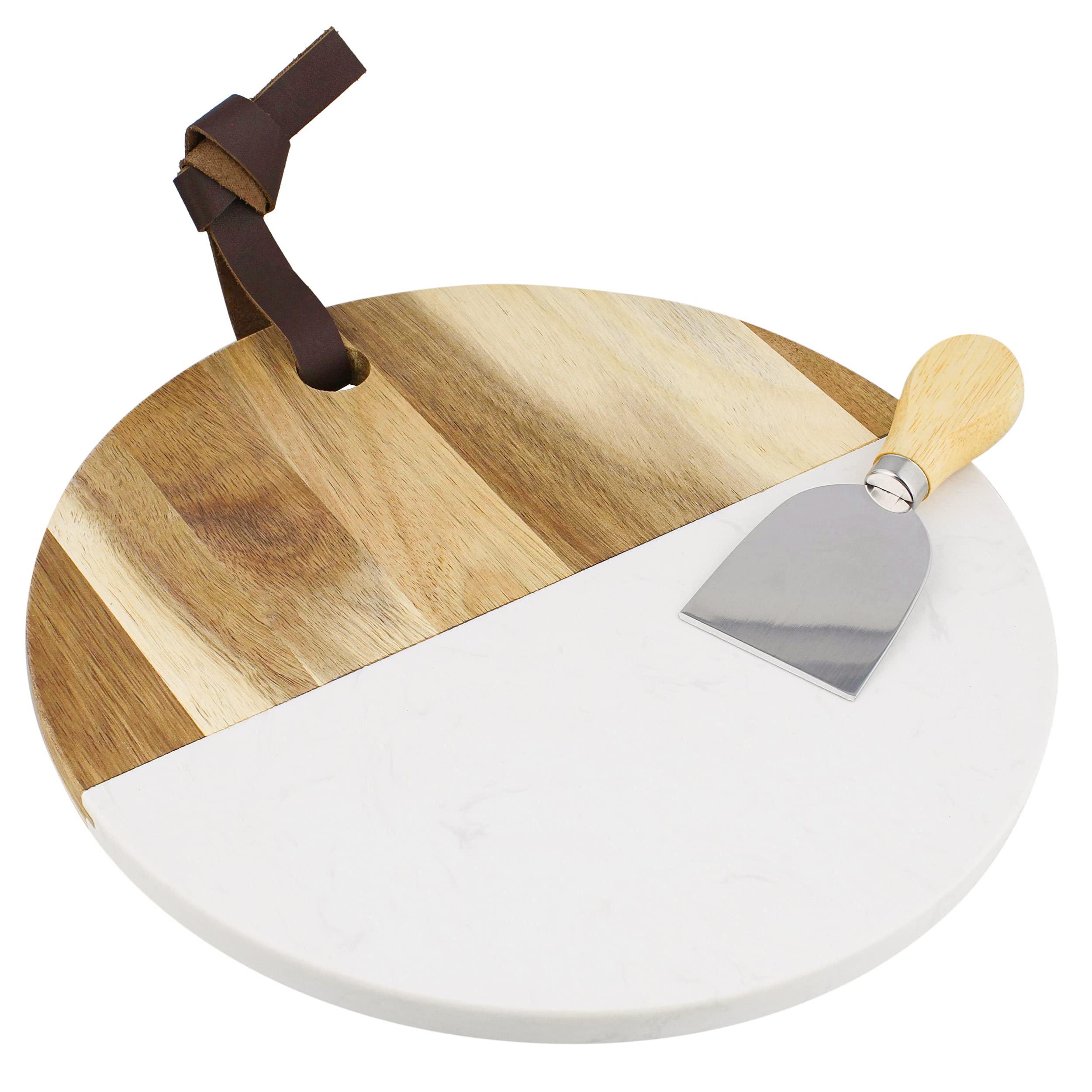 G Francis Acacia and Charcuterie Board Cheese Board and Knife Set Acacia Cheese Board Cutter with Marble Serving Board