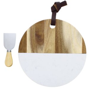 G Francis Acacia and Charcuterie Board Cheese Board and Knife Set Acacia Cheese Board Cutter with Marble Serving Board