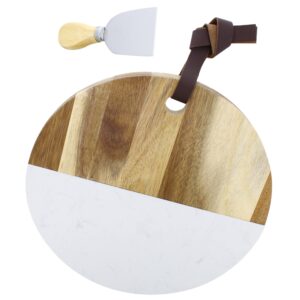 G Francis Acacia and Charcuterie Board Cheese Board and Knife Set Acacia Cheese Board Cutter with Marble Serving Board