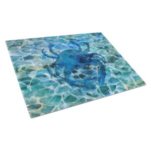 caroline's treasures bb5369lcb blue crab under water glass cutting board large decorative tempered glass kitchen cutting and serving board large size chopping board